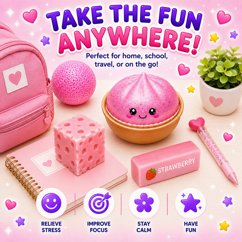 Squishy Fun Box™ Pink Edition | 4 Mystery Squishy Toys